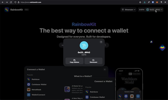 Add rainbow kit to your react or nextjs project by Hexcowboy | Fiverr