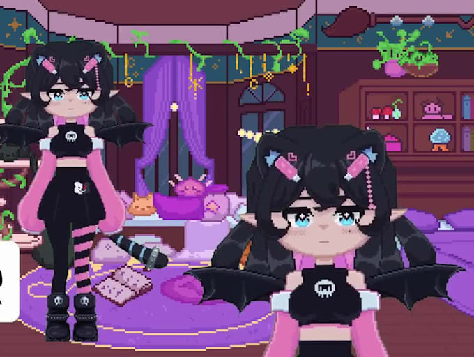 Draw a pixel vtuber model, pixel live2d rigging, vtuber model for ...