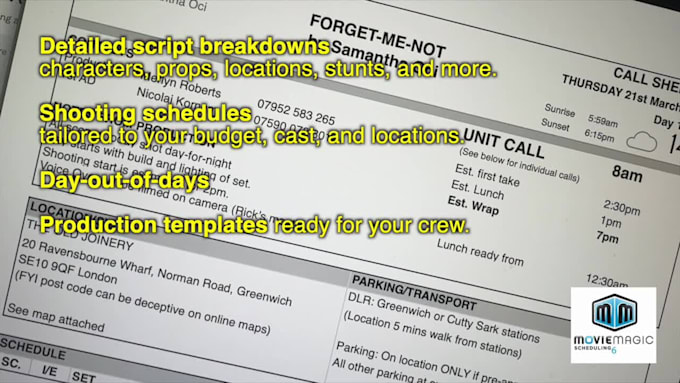 Create a movie magic schedule for your film by Nicolaikornumad | Fiverr