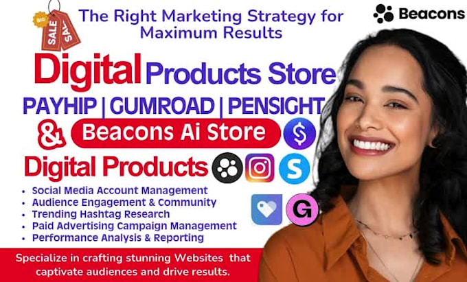 Stan store design, stan store marketing, beacons ai, pensight, gumroad ...