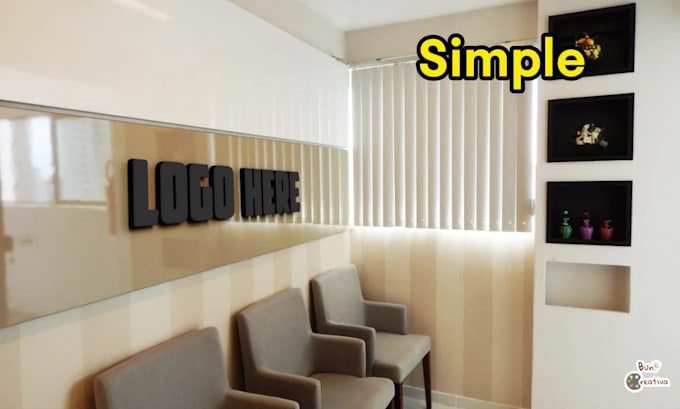 Outstanding realistic and modern office interior 3d logo mock up by ...