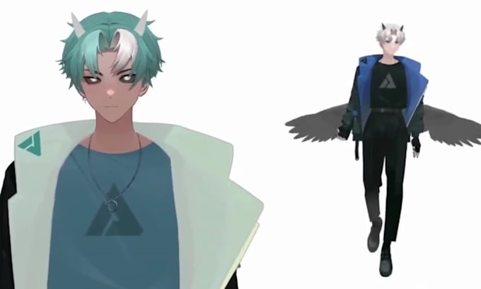 Draw anime character for your v tuber model, live 2d anime character ...