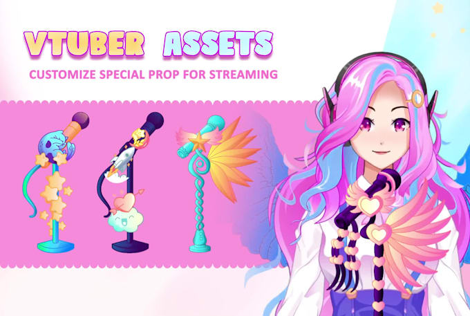 Design unique vtuber props or assets for live2d streaming by Vtuber ...