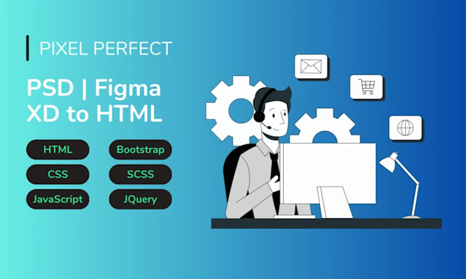 Convert psd, figma, or xd to a responsive html, css website by ...