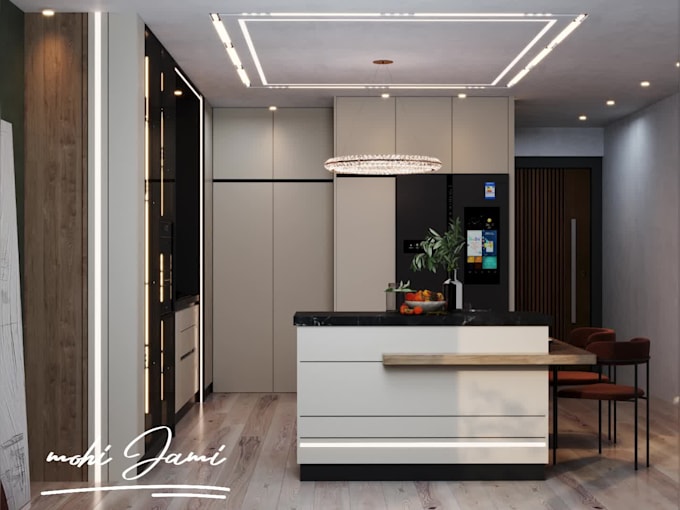 Design a modern and functional kitchen for your space by Mohjamy | Fiverr