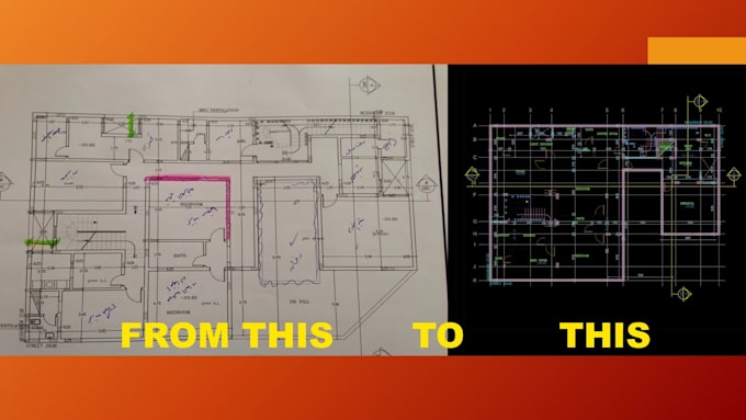 Draw redraw from your pdf hand sketch into stunning 2d plan and rendering by Arch_irfanbaig | Fiverr