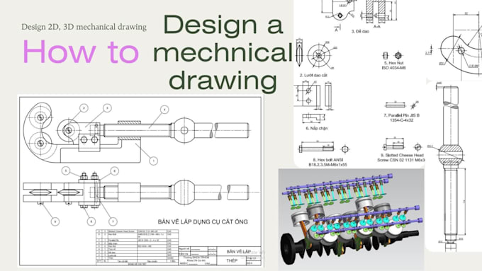 Design 2d mechanical drawings and 3d mechanical models by Nganmio | Fiverr