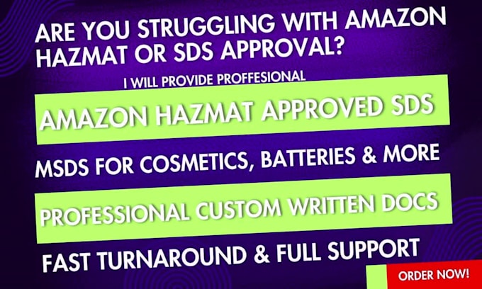 Create sds msds safety data sheet and amazon hazmat documentation for ...