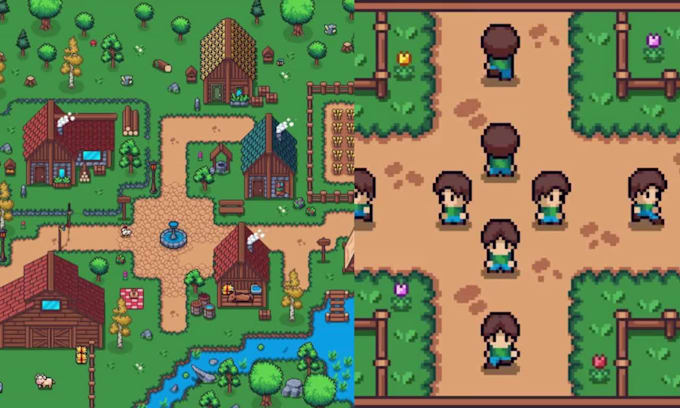 Design tile set pixel art game asset pixel tileset game art by ...