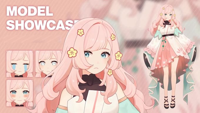 Draw live2d vtuber model vtuber design anime character chibi art for ...