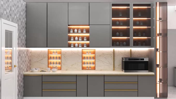 Kitchen interior design in 3d and render by Srarchitect99 | Fiverr