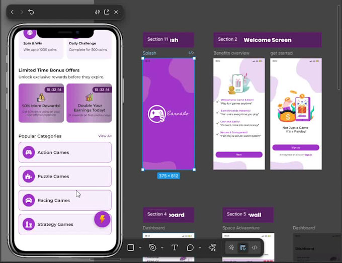 Design a clean and gamified ui ux for your reward based game app by ...
