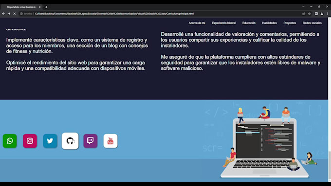 Add links to your social networks using html css and js by Bautistalegno | Fiverr