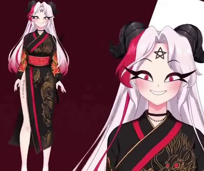 2d vtuber, 2d vtuber model, live 2d vtuber model rigging, vtuber illustration by Dale_brood | Fiverr