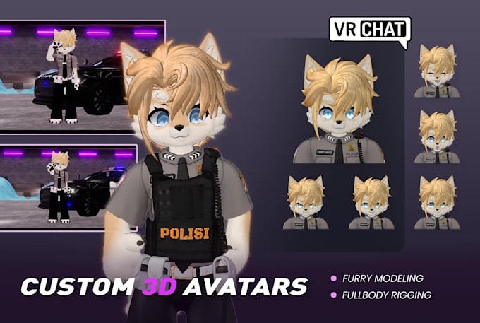 Design custom furry vr chat avatar, 3d vtuber model, or vr character by ...