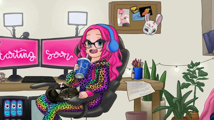 Make vtuber animated starting soon screen twitch overlay animated brb ...