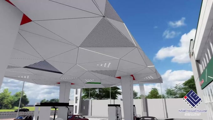 Design 3d gas station proposal with cladding details by Fadialqurainy ...