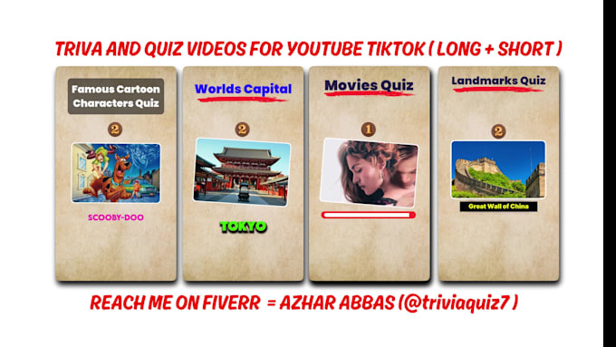 Create custom trivia quiz videos for youtube by Triviaquiz7 | Fiverr