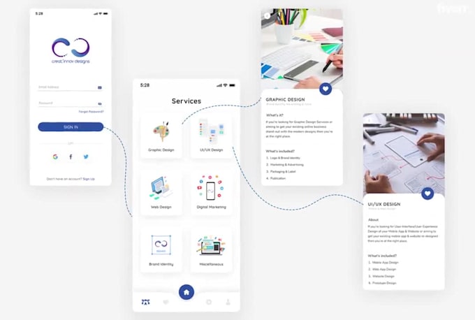 Design your mobile app and web app using figma by Moubarackou | Fiverr