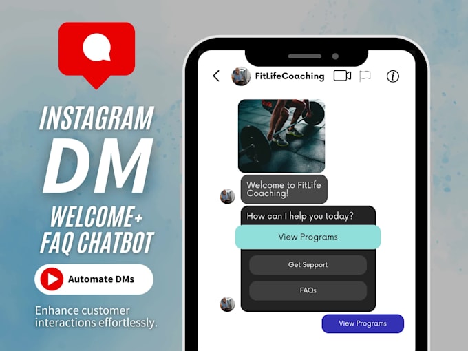 Create a custom instagram dm welcome message and faq bot by Kassidy201 | Fiverr