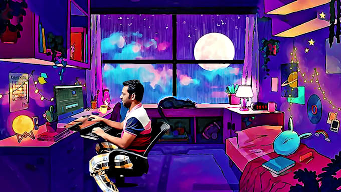 Custom lofi loop animation illustration by Vfxmostafizur | Fiverr