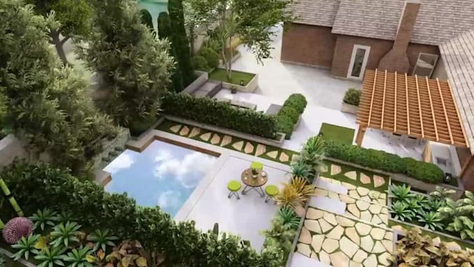 Create landscape design, garden design, backyard redesign and pool ...