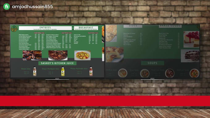 Design static tv screen menu or digital menu board for restaurant by ...