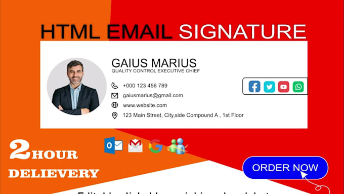 Create editable email signature for outlook, gmail with animated gif by Abbasjutt956 | Fiverr