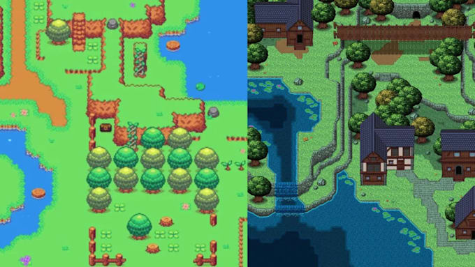 Do 2d pixel art game assets top down pixel tileset tile map sprite ...