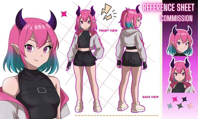 Design anime character sheets or vtuber reference sheets by ...