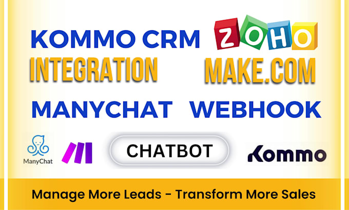 Integrate zoho, kommo crm with openai, chatbot, zapier, intercom, make, manychat by Emmanuelflow ...