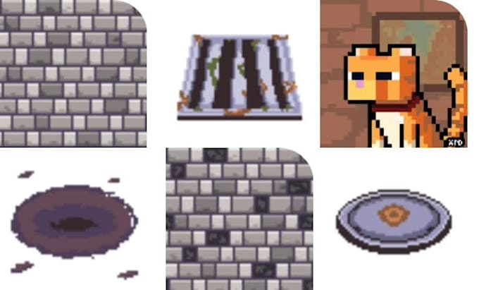 Create a pixel art character design tileset scenario game art 2d ...