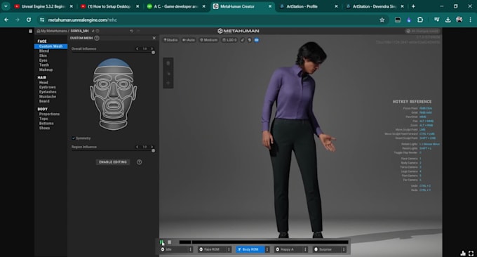 Render 3dmetahuman character,ue5 3d rig,pbr texture,fix 3d animation issue,daz3d by Miudeeni ...