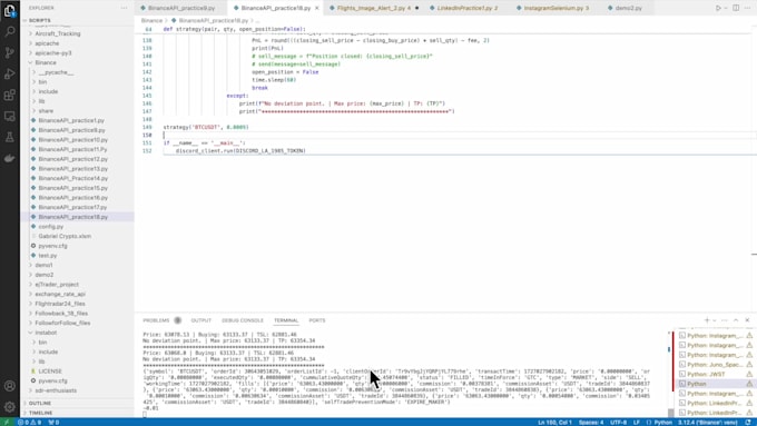 Create auto buy or sell using binance api in python by Globalspotlight | Fiverr
