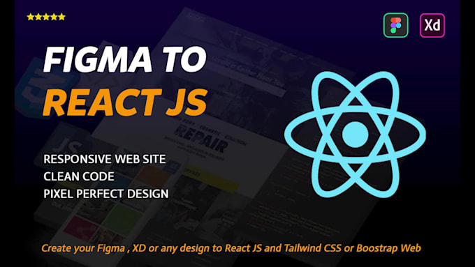 Convert the figma or xd design to react with tailwind css by Ravinarts | Fiverr