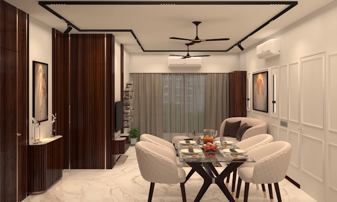 Be creating 3d renders of living room, bedroom, kitchen by Drampuria ...