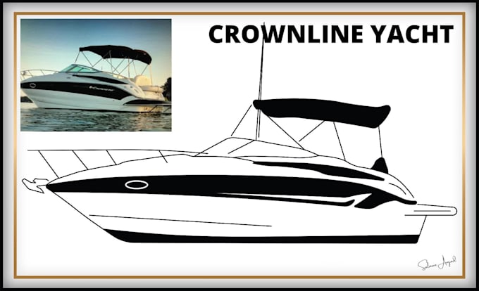 Create line art or illustration of boat, yacht, car, object by Triple7 ...
