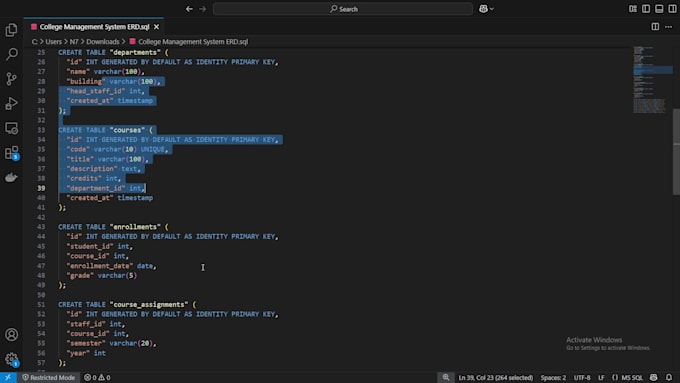 Create optimized sql database schema diagrams with relationships by Mr_naveenseven | Fiverr