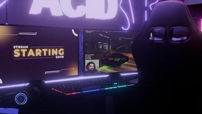 Design 3d isometric gaming and streaming room intro for twitch youtube ...