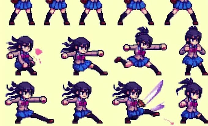Create pixel art 2d sprite sheet, sprite animation pixel animation rpg ...