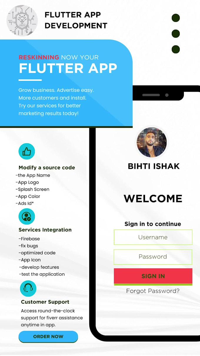 Develop feature, reskin or redesign your flutter app by Ishak98 | Fiverr