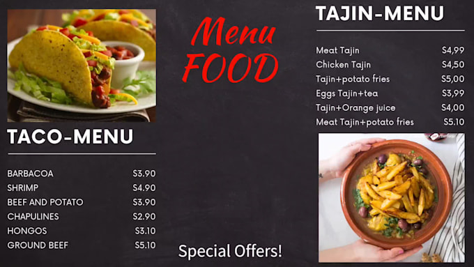 Design and animated restaurant menu food by Yassinlejghal | Fiverr