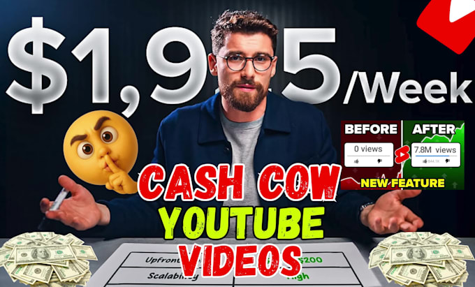 Create youtube cash cow channel, high quality faceless cash cow video ...