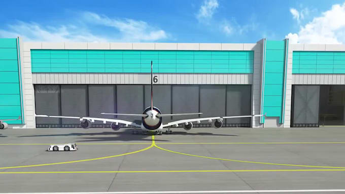 Create 3d aircraft hangar warehouse, airplane garage, airport facility ...