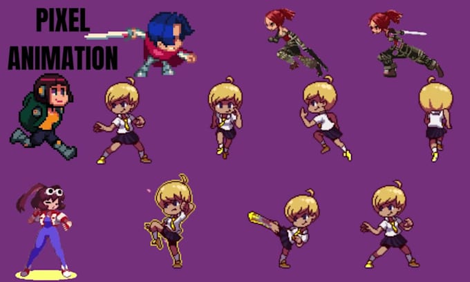 Create 2d sprite sheet, pixel art, fighting, idle, animation, rpg ...