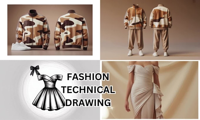 Design fashion tech pack, flat sketch and fashion technical drawing by ...