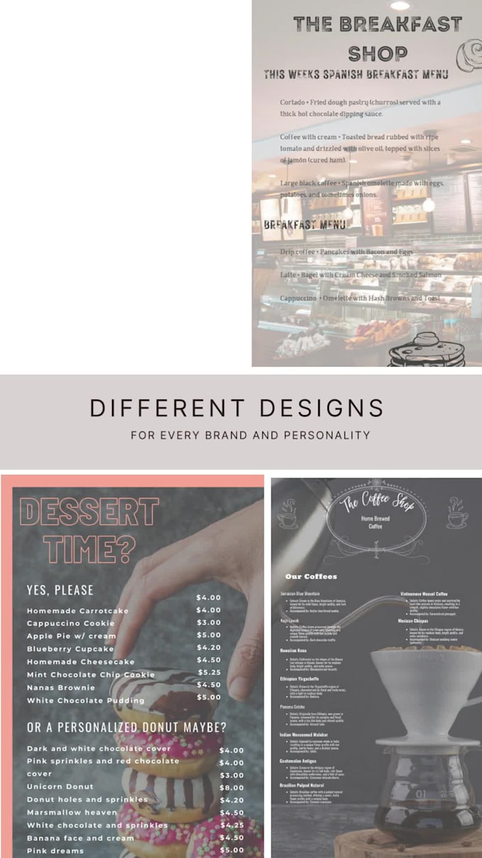 Create unique menus that enhance your brand by Holacliente | Fiverr