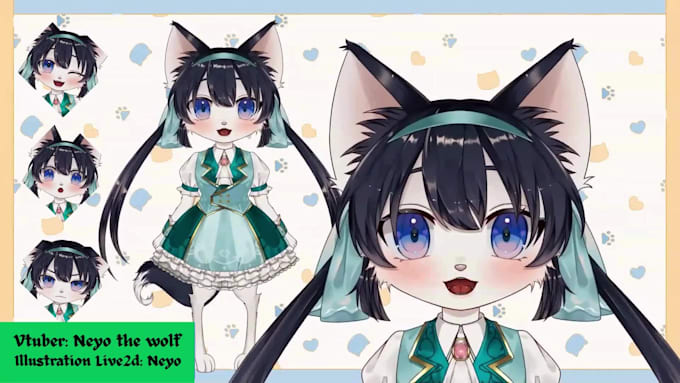 Design and rig anime style vtuber model live2d vtuber model chibi emote ...