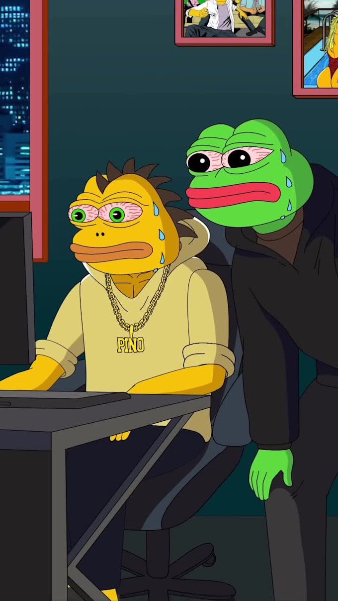 Memecoin 2d animation video crypto meme animated banner cartoon art ...