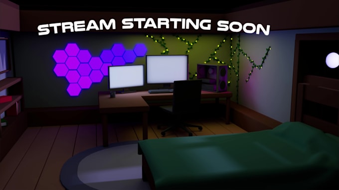Make a 3d model of a room for a starting soon screen by Ajacks_5 | Fiverr